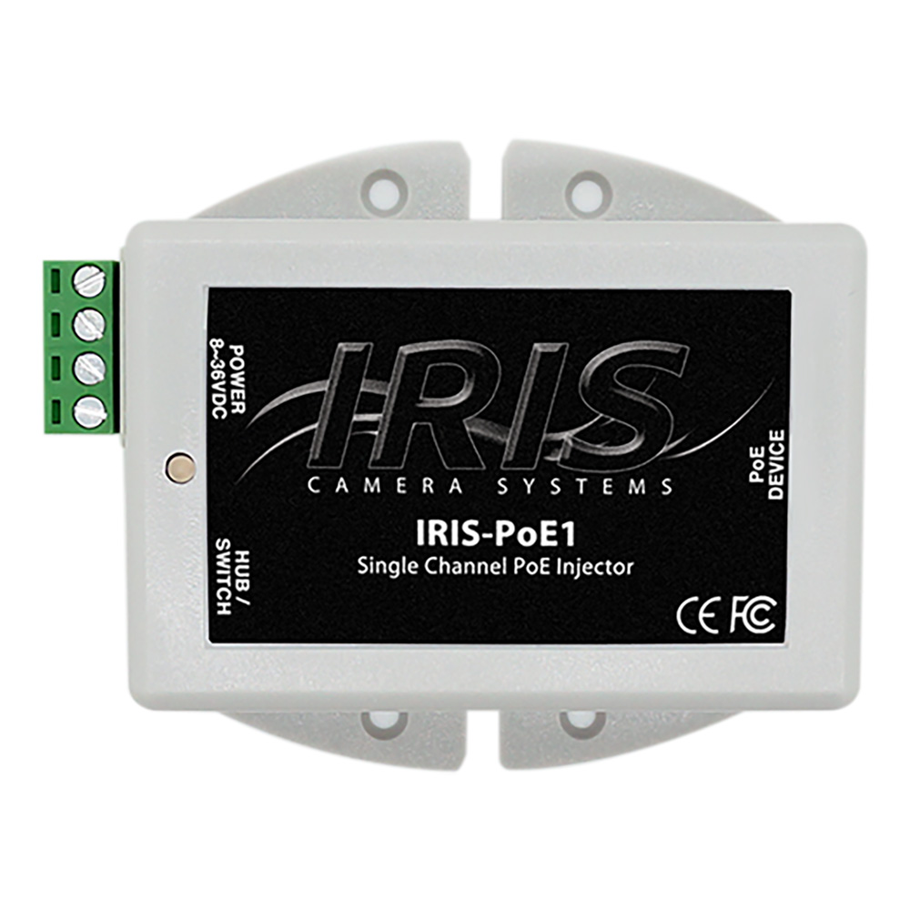 Iris Single Channel PoE Injector - 8-36VDC Input Voltage & 48VDC Output ...